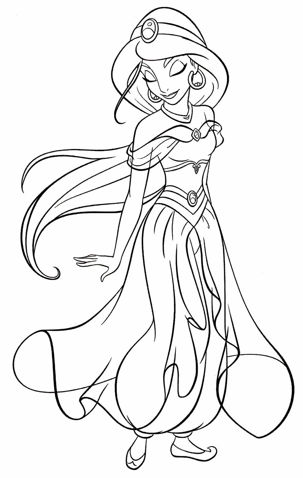 Desenhos da Jasmine para Colorir e Imprimir