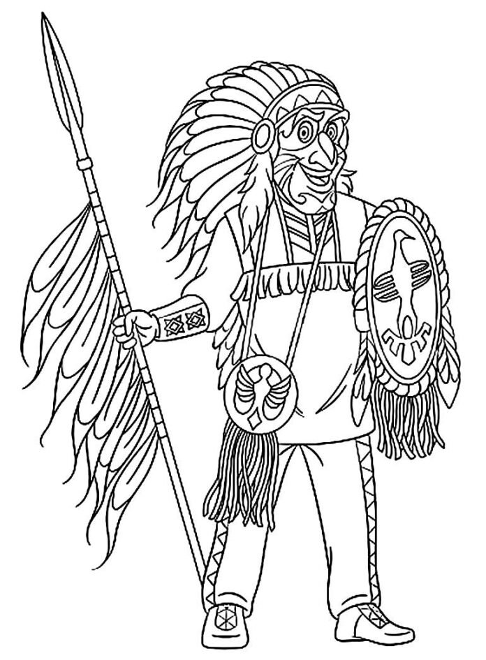 Desenhos de Índio para Colorir e Imprimir (Dia dos Povos Indígenas)
